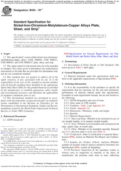 ASTM B424-19e1 - Standard Specification for Nickel-Iron-Chromium ...