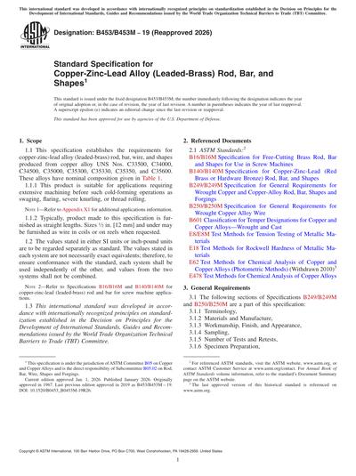 ASTM B453/B453M-19(2026) - Standard Specification for Copper-Zinc-Lead ...