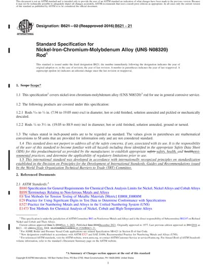 ASTM B621-21 Red - Standard Specification for Nickel-Iron-Chromium ...