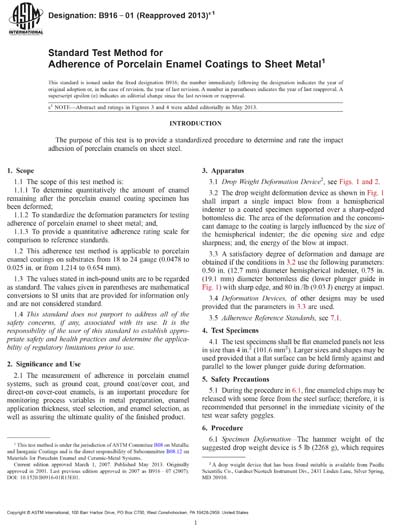 ASTM B916-01(2013)e1 - Standard Test Method for Adherence of Porcelain ...