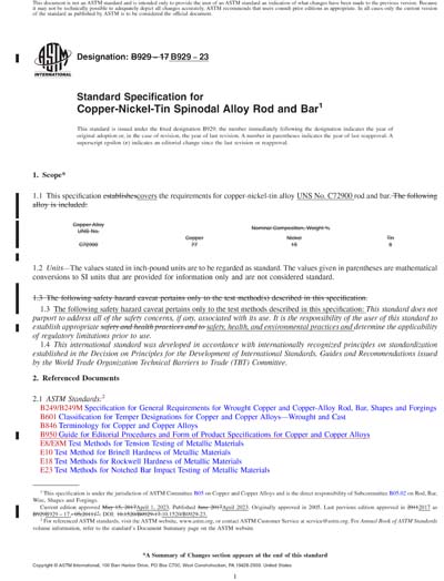 ASTM B929-23 Red - Standard Specification for Copper-Nickel-Tin ...