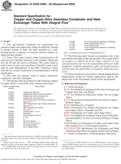 ASTM B359/B359M-02(2006) - Standard Specification for Copper and Copper ...