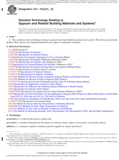 ASTM C11-16 Red - Standard Terminology Relating to Gypsum and Related ...
