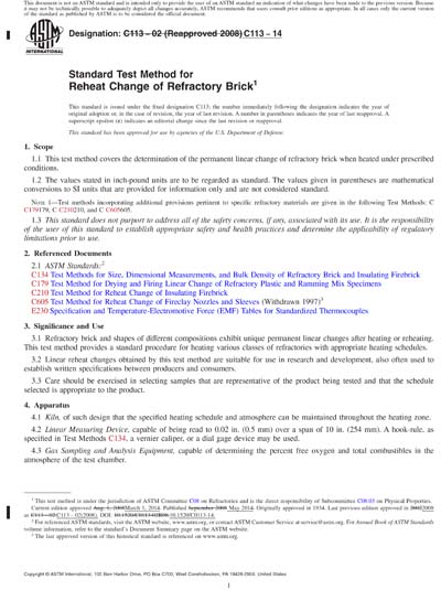ASTM C113-14 Red - Standard Test Method for Reheat Change of Refractory ...