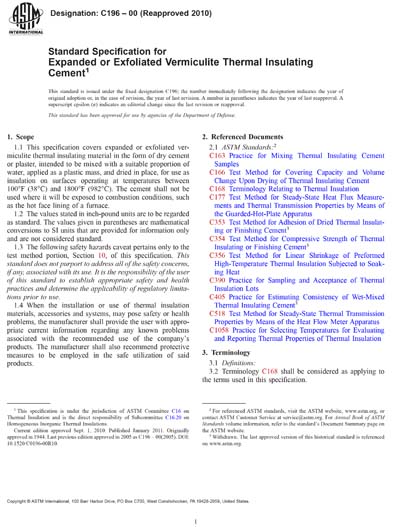 ASTM C196-00(2010) - Standard Specification for Expanded or Exfoliated ...