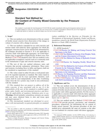 ASTM C231/C231M-25 - Standard Test Method for Air Content of Freshly ...