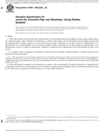 ASTM C443-20 Red - Standard Specification for Joints for Concrete Pipe ...