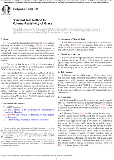 ASTM C657-24 - Standard Test Method for Volume Resistivity of Glass
