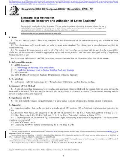 ASTM C736-12 Red - Standard Test Method for Extension-Recovery and ...