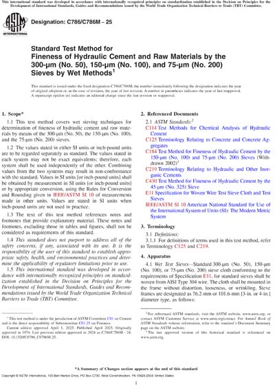 ASTM C786/C786M-25 - Standard Test Method for Fineness of Hydraulic ...