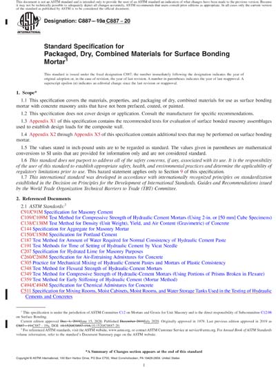 ASTM C887-20 Red - Standard Specification for Packaged, Dry, Combined ...