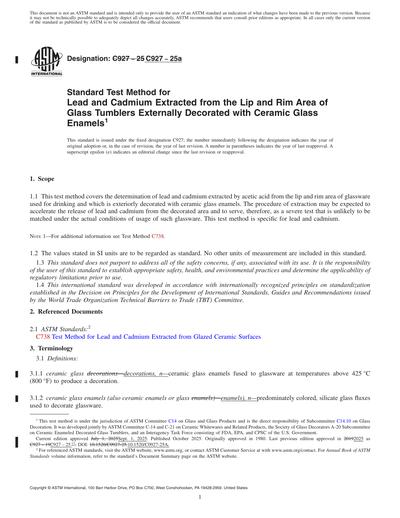 ASTM C927-25a Red - Standard Test Method for Lead and Cadmium Extracted ...