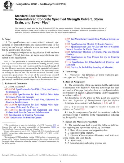 ASTM C985-04(2010) - Standard Specification for Nonreinforced Concrete ...
