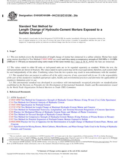 ASTM C1012/C1012M-24a Red - Standard Test Method for Length Change of ...