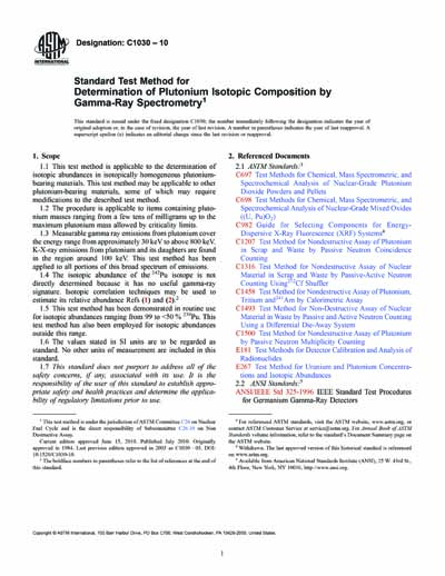 ASTM C1030-03 - Standard Test Method for Determination of Plutonium ...