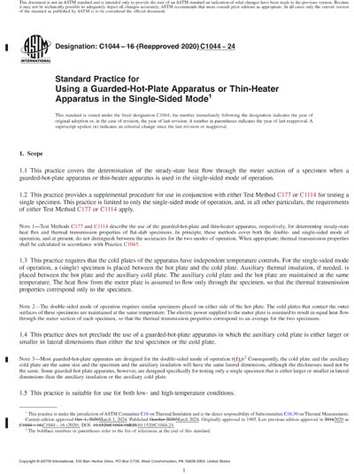 ASTM C1044-24 Red - Standard Practice for Using a Guarded-Hot-Plate ...