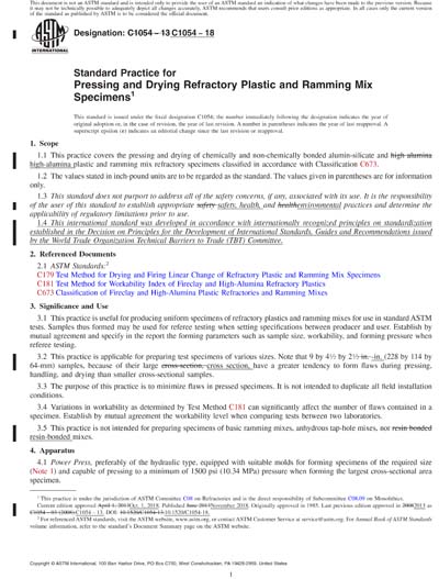 ASTM C1054-18 Red - Standard Practice for Pressing and Drying ...