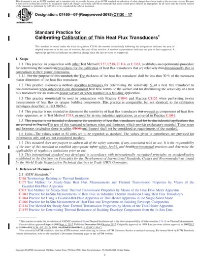 ASTM C1130-17 Red - Standard Practice for Calibration of Thin Heat Flux ...