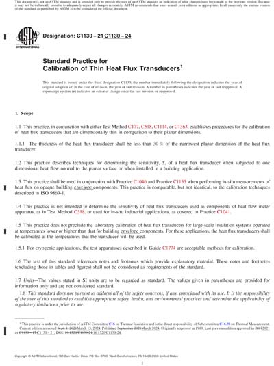 ASTM C1130-24 Red - Standard Practice for Calibration of Thin Heat Flux ...