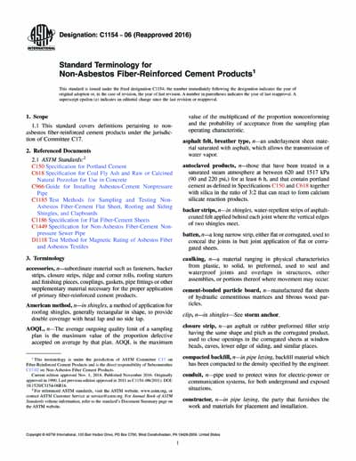 ASTM C1154-06(2016) - Standard Terminology for Non-Asbestos Fiber ...