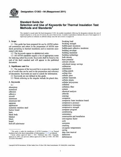 ASTM C1302-04 - Standard Guide for Selection and Use of Keywords for ...