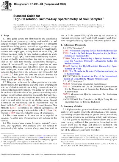 ASTM C1402-04 - Standard Guide for High-Resolution Gamma-Ray ...