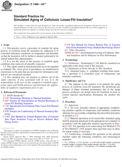 ASTM C1488-04 - Standard Practice for Simulated Aging of Cellulosic ...