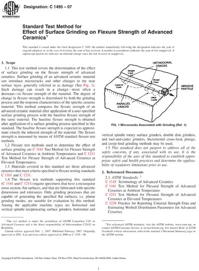 ASTM C1495-07 - Standard Test Method for Effect of Surface Grinding on ...
