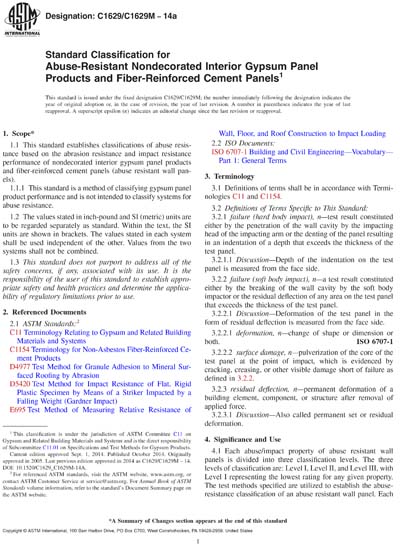 ASTM C1629/C1629M-14a - Standard Classification for Abuse-Resistant ...