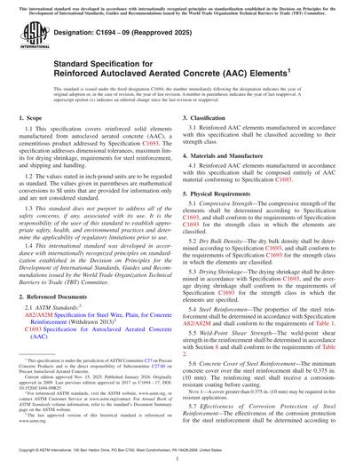 ASTM C1694-09(2025) - Standard Specification for Reinforced Autoclaved ...