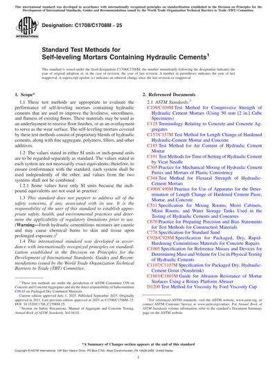 ASTM C1708/C1708M-25 - Standard Test Methods for Self-leveling Mortars ...
