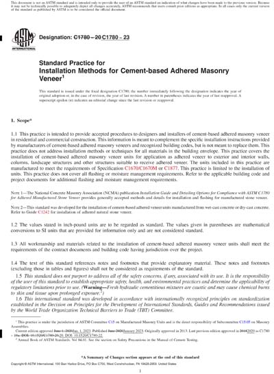 ASTM C1780-23 Red - Standard Practice for Installation Methods for ...