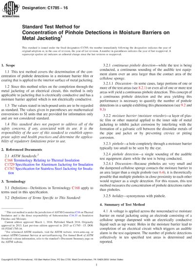ASTM C1785-16 - Standard Test Method for Concentration of Pinhole ...