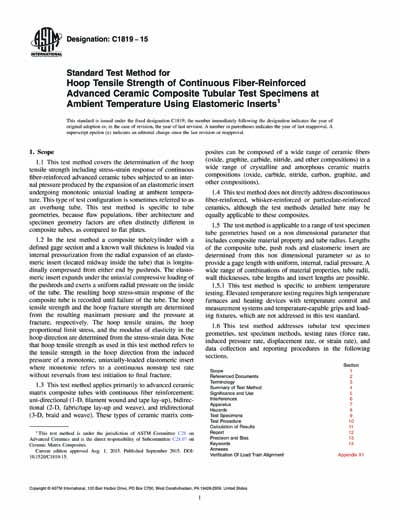 ASTM C1819-15 - Standard Test Method for Hoop Tensile Strength of ...