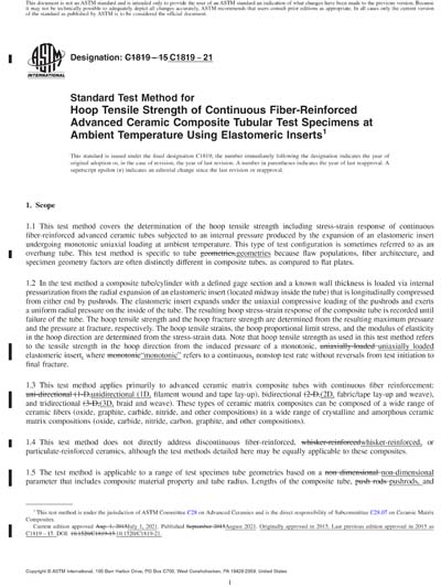 ASTM C1819-21 Red - Standard Test Method for Hoop Tensile Strength of ...