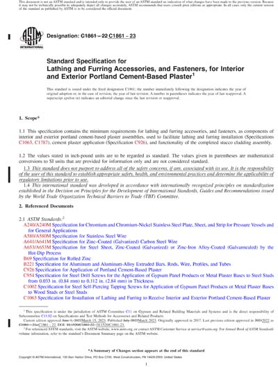 ASTM C1861-23 Red - Standard Specification for Lathing and Furring ...