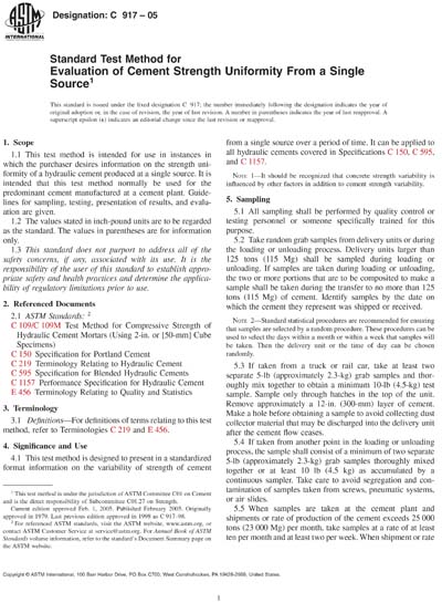 ASTM C917-05 - Standard Test Method for Evaluation of Cement Strength ...