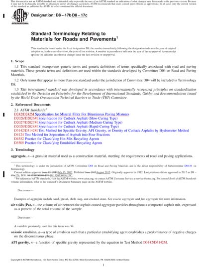 ASTM D8-17c Red - Standard Terminology Relating to Materials for Roads ...