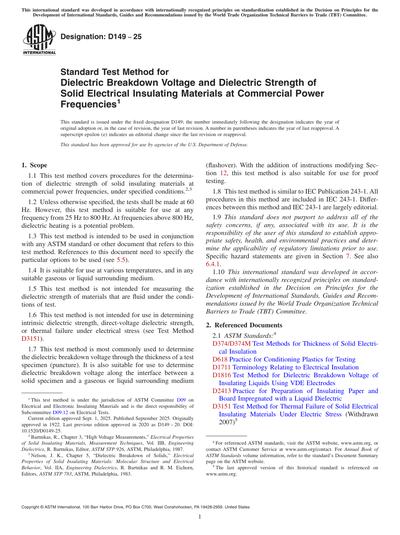 ASTM D149-25 - Standard Test Method for Dielectric Breakdown Voltage ...