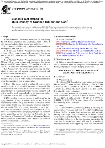 ASTM D291/D291M-20 - Standard Test Method for Bulk Density of Crushed ...