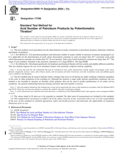 ASTM D664-11a Red - Standard Test Method for Acid Number of Petroleum ...