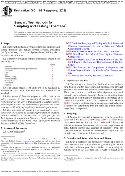ASTM D801-02(2022) - Standard Test Methods for Sampling and Testing ...