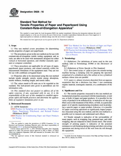 ASTM D828-16 - Standard Test Method for Tensile Properties of Paper and ...