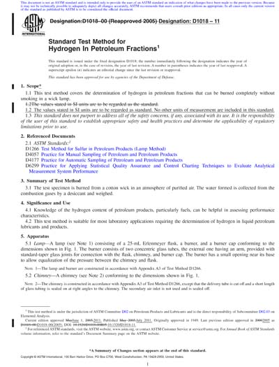 ASTM D1018-11 Red - Standard Test Method for Hydrogen In Petroleum ...