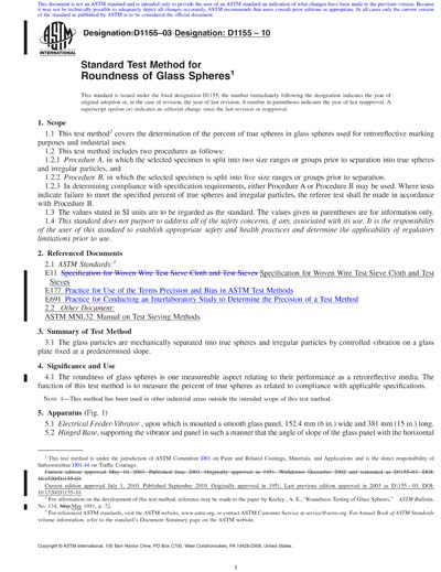 ASTM D1155-10 Red - Standard Test Method for Roundness of Glass Spheres ...