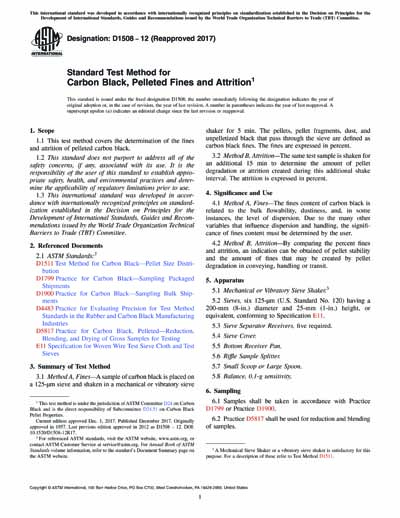ASTM D1508-12(2017) - Standard Test Method for Carbon Black, Pelleted ...