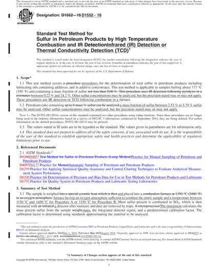 ASTM D1552-16 Red - Standard Test Method for Sulfur in Petroleum ...