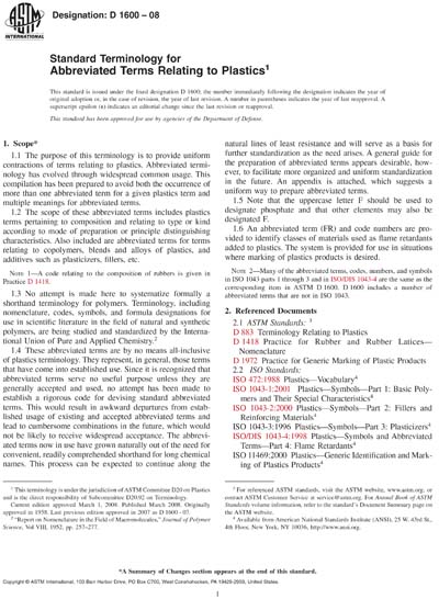 ASTM D1600-08 - Standard Terminology for Abbreviated Terms Relating to ...