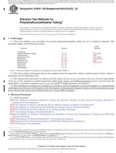ASTM D1675-18 Red - Standard Test Methods for Polytetrafluoroethylene ...