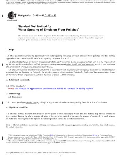 ASTM D1793-23 Red - Standard Test Method for Water Spotting of Emulsion ...